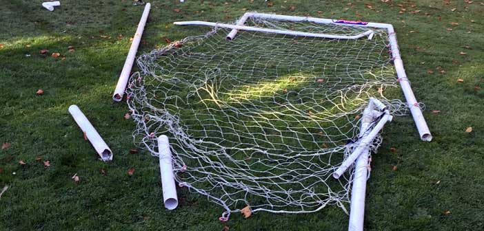 Vandals trash goal posts gift at Grappenhall Heys