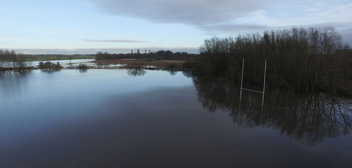 Dramatic view of flood waters from the air