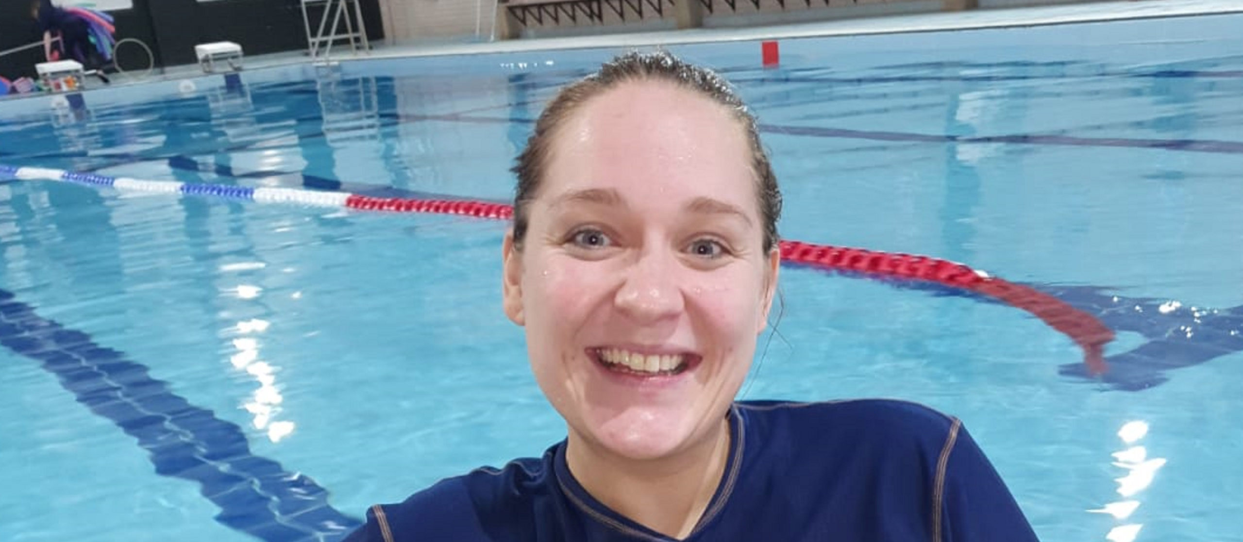 Swimming teacher Amy is over the moon