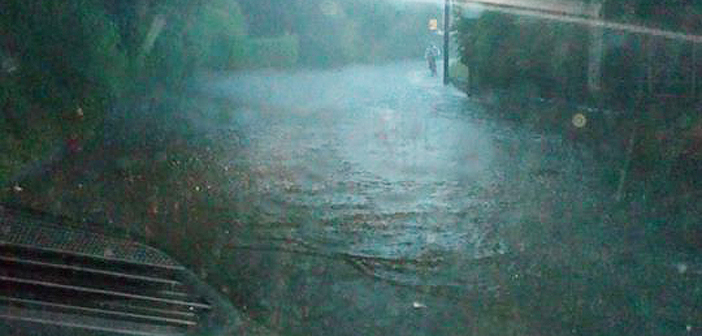 Thundery showers cause flash flooding at Lymm