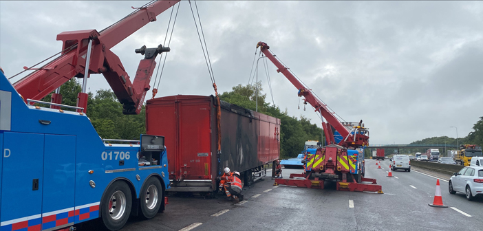 Nine miles of congestion on M62 following lorry fire