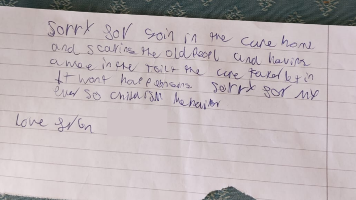 Troublesome teens write letters of apology after scaring retirement ...