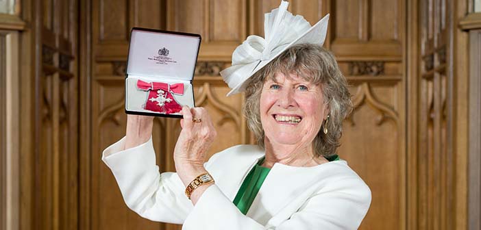Margaret King MBE receives award at Windsor Castle from the Prince of Wales