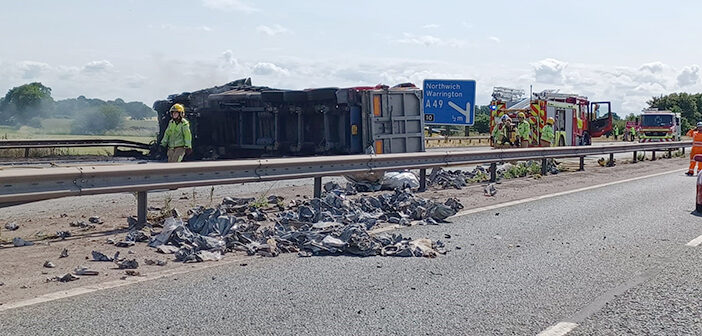 M56 reopens following emergency repairs after collision involving HGV ...