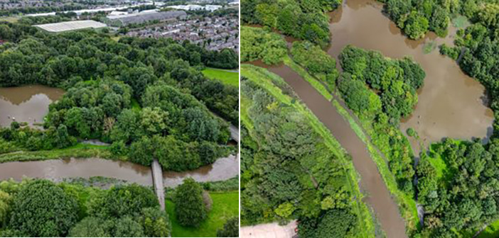 Dramatic drone footage captures impact of flooding in and around Sankey ...